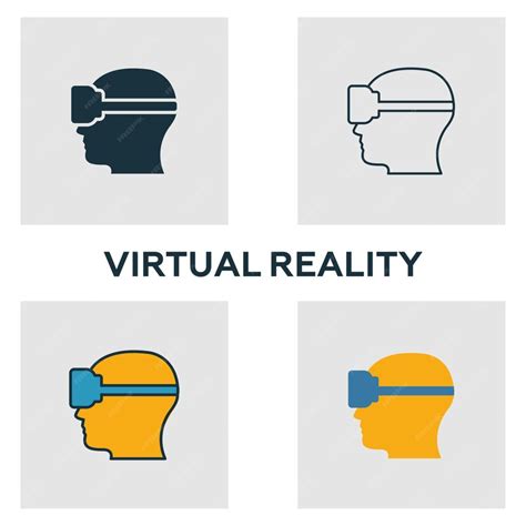 Premium Vector Virtual Reality Icon Set Four Elements In Diferent Styles From Visual Device