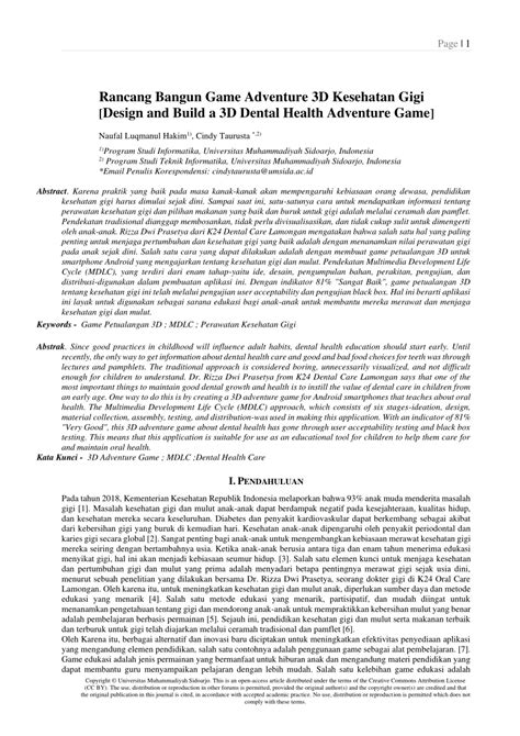PDF Design And Build A D Dental Health Adventure Game Rancang Bangun Game Adventure D