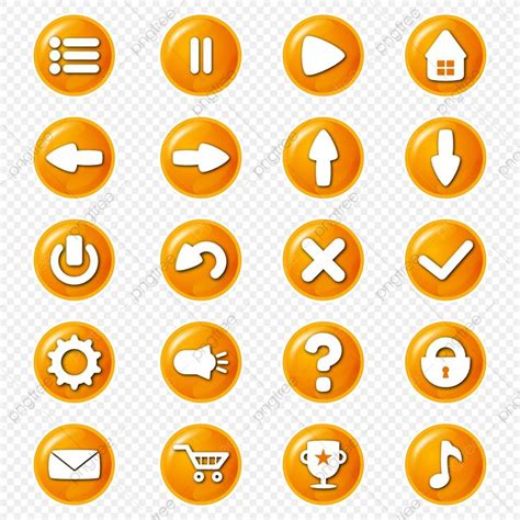 Buttons Set Vector Hd Png Images Game Button Set Yellow Png Vector