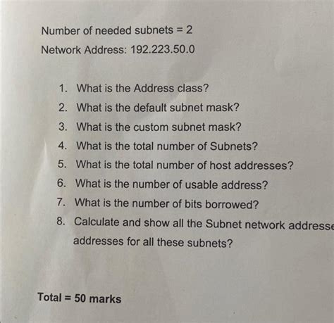Solved Number Of Needed Subnets 2 Network Address