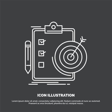 Goals Report Analytics Target Achievement Icon Line Vector Symbol For Ui And Ux Website Or