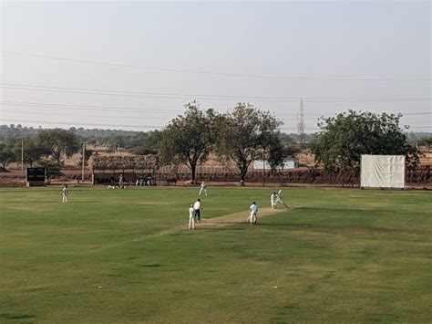 Green Grass Cricket Ground Players On The Field Editorial Image Image