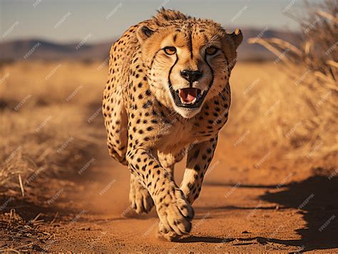 Premium Ai Image Agilecheetahsprintingacrosstheopenplainscapturing