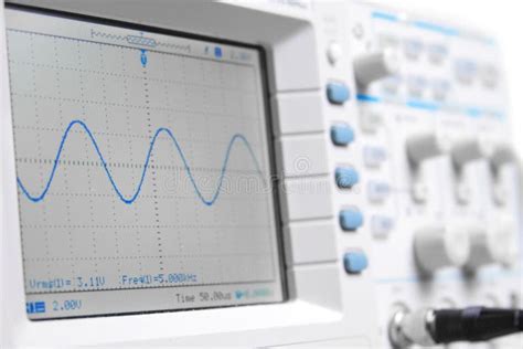 Closeup On A Digital Oscilloscope Showing A Sinuso Stock Image Image