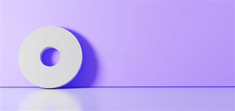 3d Rendering Of White Symbol Of Dot Circle Icon Leaning On Color Wall With Floor Reflection With