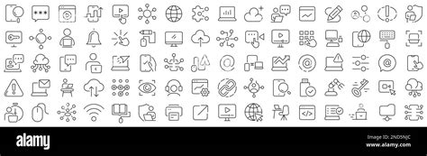 Set Of Information Technology Line Icons Collection Of Black Linear