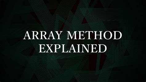 intro to array methods youtube