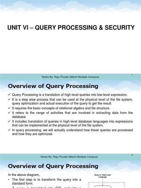 Unit Viii Query Processing And Security Pdf Databases Key