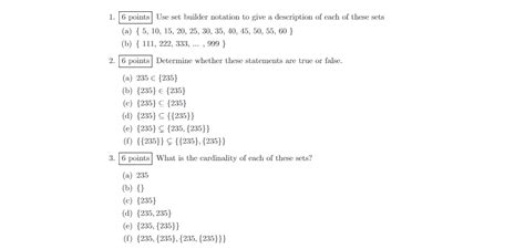 solved 1 6 points use set builder notation to give a