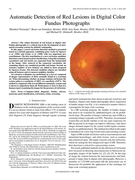 Pdf Automatic Detection Of Red Lesions In Digital Color Fundus Photographs