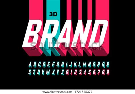 3d Style Font Alphabet Numbers Vector Stock Vector Royalty Free 1721846377 Shutterstock