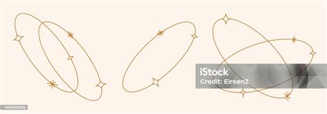 선형 미니멀리즘 미적 프레임과 별과의 경계의 벡터 집합입니다 원형 타원형 및 아치형 현대적인 기하학적 모양으로 소셜 미디어 장식 로고 디자인 템플릿 레이아웃을 위한 반짝임