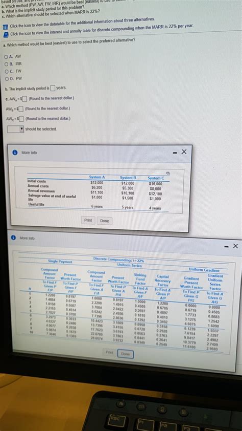 Solved Based On Use A Which Method Pw Aw Fw Irr Would