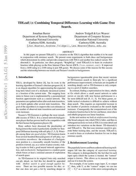 TDLeaf Lambda Lecture notes 1 2 arXiv cs 9901001v1 cs 5 Jan 1999 TDLeaf λ Combining