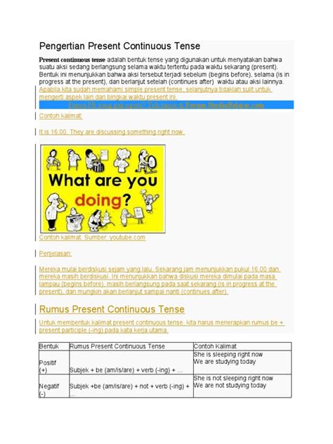 Pengertian Present Continuous Tense Pdf