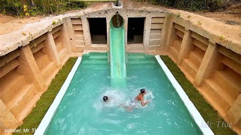 Building Underground Temple Tunnel And Water Slide Pool 完成まで見たくなる動画
