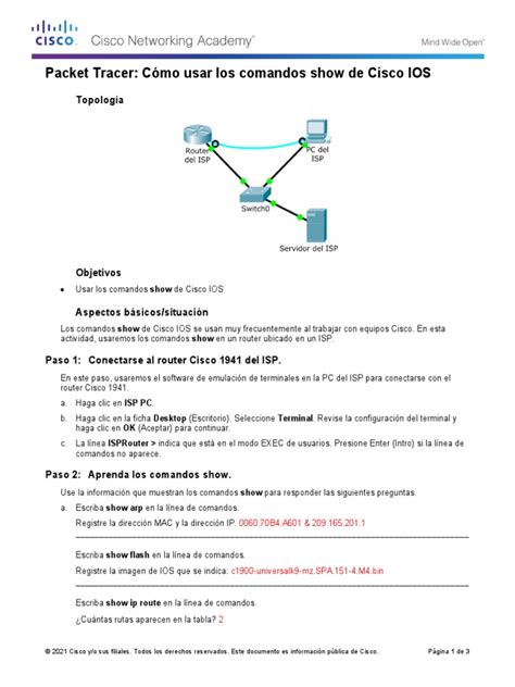 8413 Packet Tracer Using The Cisco Ios Show Commands Pdf