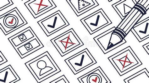Checkbox Pattern With Pencil Survey And Choice Concept Vector Design