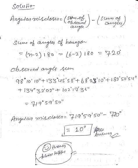 Solved Question 2 What Is The Angular Misclosure Of A Six Sided