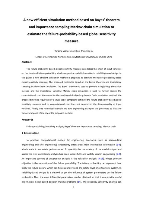 Pdf A New Efficient Simulation Method Based On Bayes Theorem And Importance Sampling Markov