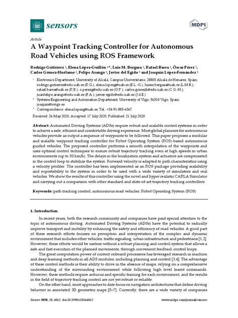 a waypoint tracking controller for autonomous road pdf control