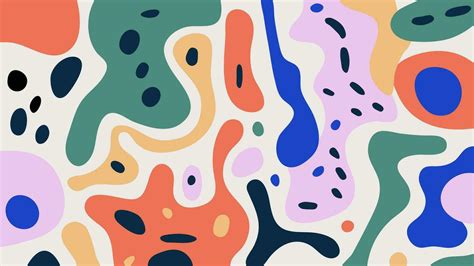 Colorful Hand Drawn Abstract Background With Organic Liquid Shapes And