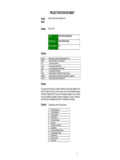 Project Initiation Document Template 2 Free Templates In PDF Word Excel Download