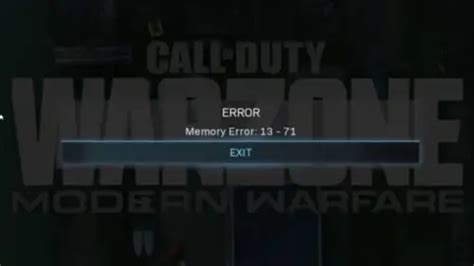 Memory Error In Call Of Duty Modern Warfare And WarZone