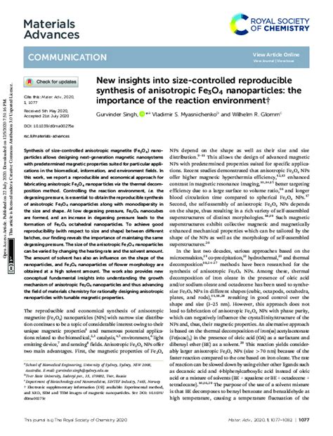 Pdf New Insights Into Size Controlled Reproducible Synthesis Of Anisotropic Fe3o4