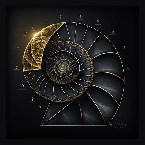 Fibonacci Golden Ratio In Elegant And Exclusive Golden And Black Design 7 Drawing By Ragana