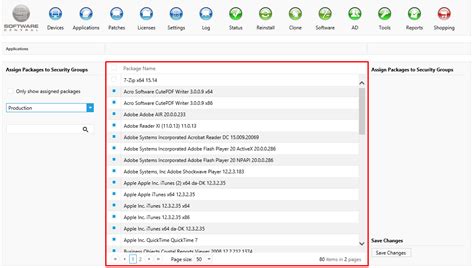 assign packages to security groups
