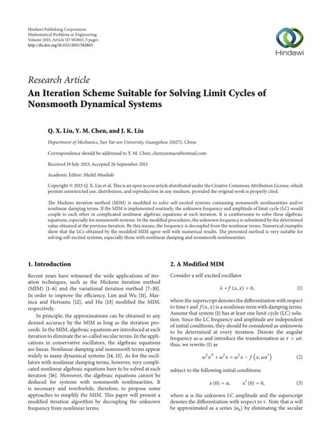 Pdf An Iteration Scheme Suitable For Solving Limit Cycles Of Nonsmooth Dynamical Systems