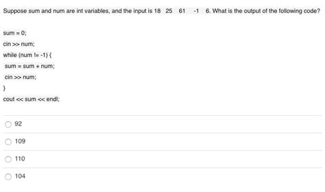 Solved Suppose Sum And Num Are Int Variables And The Input