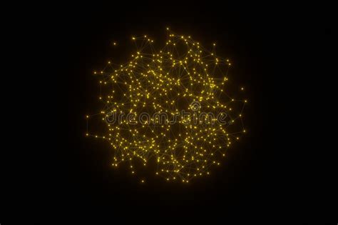 3d Render Loop Abstract Technology Plexus Connection Dot On Black Background Stock Illustration