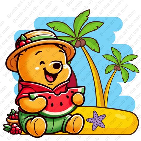 Winnie The Pooh Funny Clipart Winnie The Pooh Eating Watermelon Cute