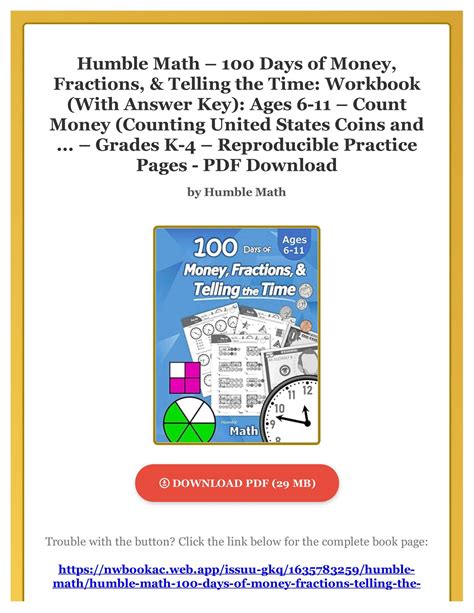 Pdf Free Humble Math 100 Days Of Money Fractions And Telling The Time Workbook With Answer