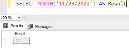 SQL Server MONTH Function