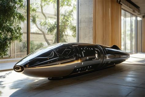Aerodynamic SolarPowered Hyperloop Pod Design Premium AI Generated Image