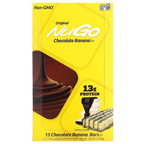 Nugo Nutrition To Go Bars Chocolate Banana 15 Bars Pack Of 4