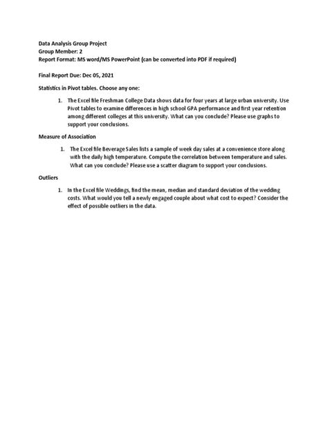 homework questions statistics in pivot tables pdf