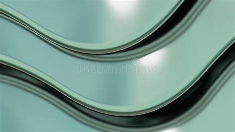 Green Color Overlapping Objects With Beautiful Curves Of Metal Abstract