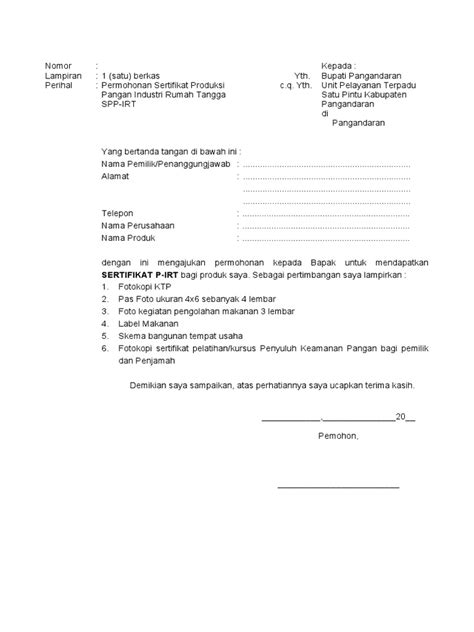 Formulir Ajuan Pirt A4 2019 Mini Pdf