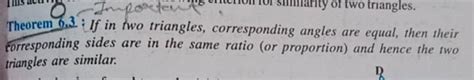 Theorem If In Two Triangles Corresponding Angles Are Equal Then Th
