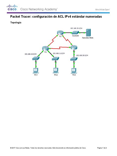 7216 Packet Tracer Configuring Numbered Standard Ipv4 Acls Instructions Pdf Pdf Enrutador