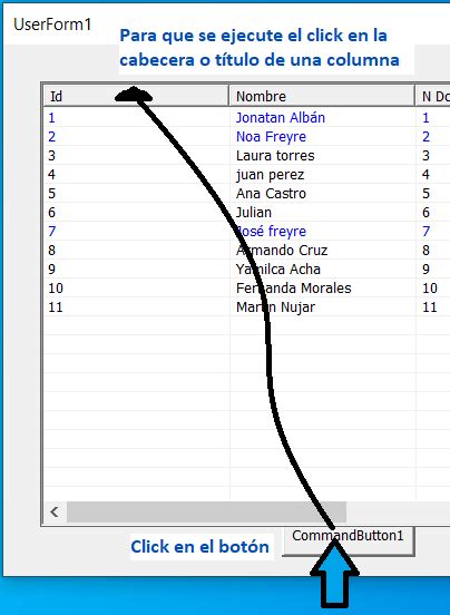 Vba Excel Visual Basic Quiero Dar Click En Una Columna Título O Encabezado De Un Listview