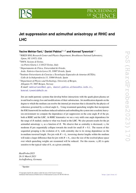 Pdf Jet Suppression And Azimuthal Anisotropy At Rhic And Lhc