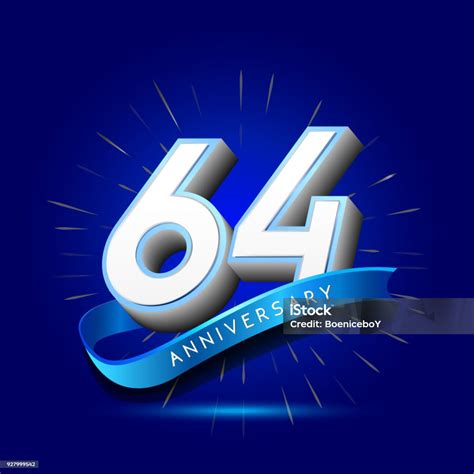 크리에이 티브 포스터 소책자 전단지 전단지 잡지 초대 카드 리본 64 주년 기념일 템플릿 웹 게임 디자인 광고에 대한 스톡 벡터