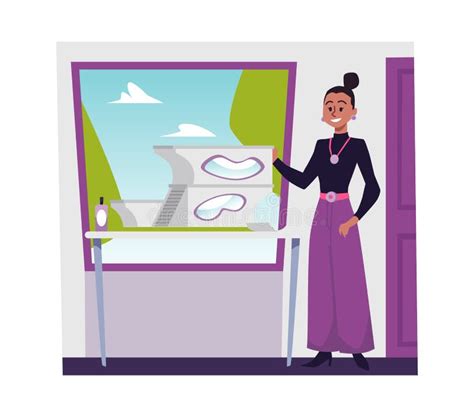 Graphic Or Fashion Designer Presents Project Flat Vector Illustration Isolated Stock Vector