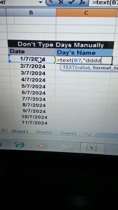 don t to type days manually in ms excel🤔🤔🤔 shorts happynewyear