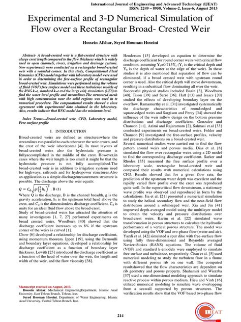 experimental and 3 d numerical simulation of flow over a rectangular